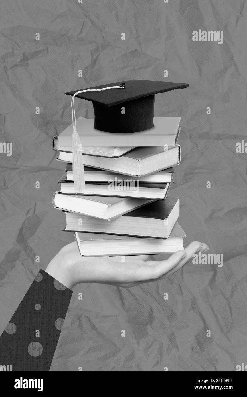 Hand drawing graduation on Black and White Stock Photos & Images - Alamy
