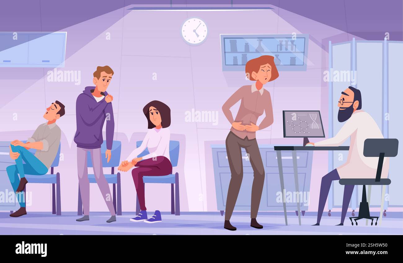 Painful body. Person suffers from pain exact vector cartoon background ...