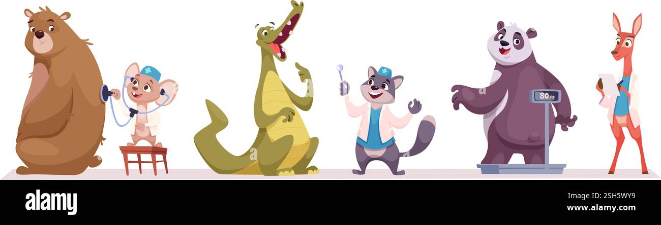 Doctor animals. Funny zoo characters medical doctors talking with ...