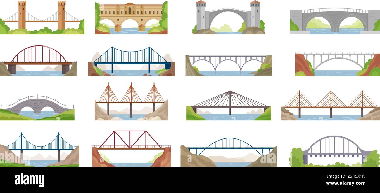 Bridges. Architectural set buildings for easy way of urban vehicles ...