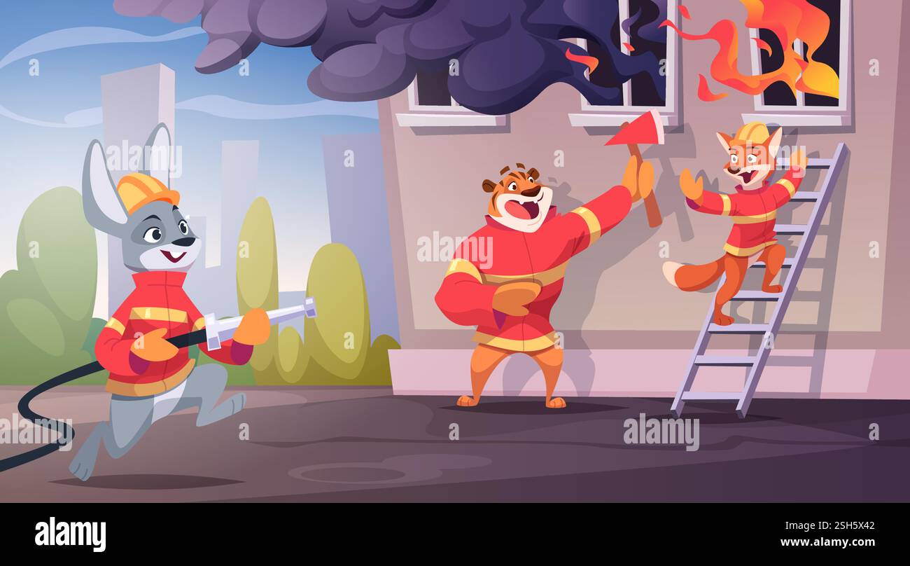 Firefighter animals. Zoo funny animals work as firefighters exact ...