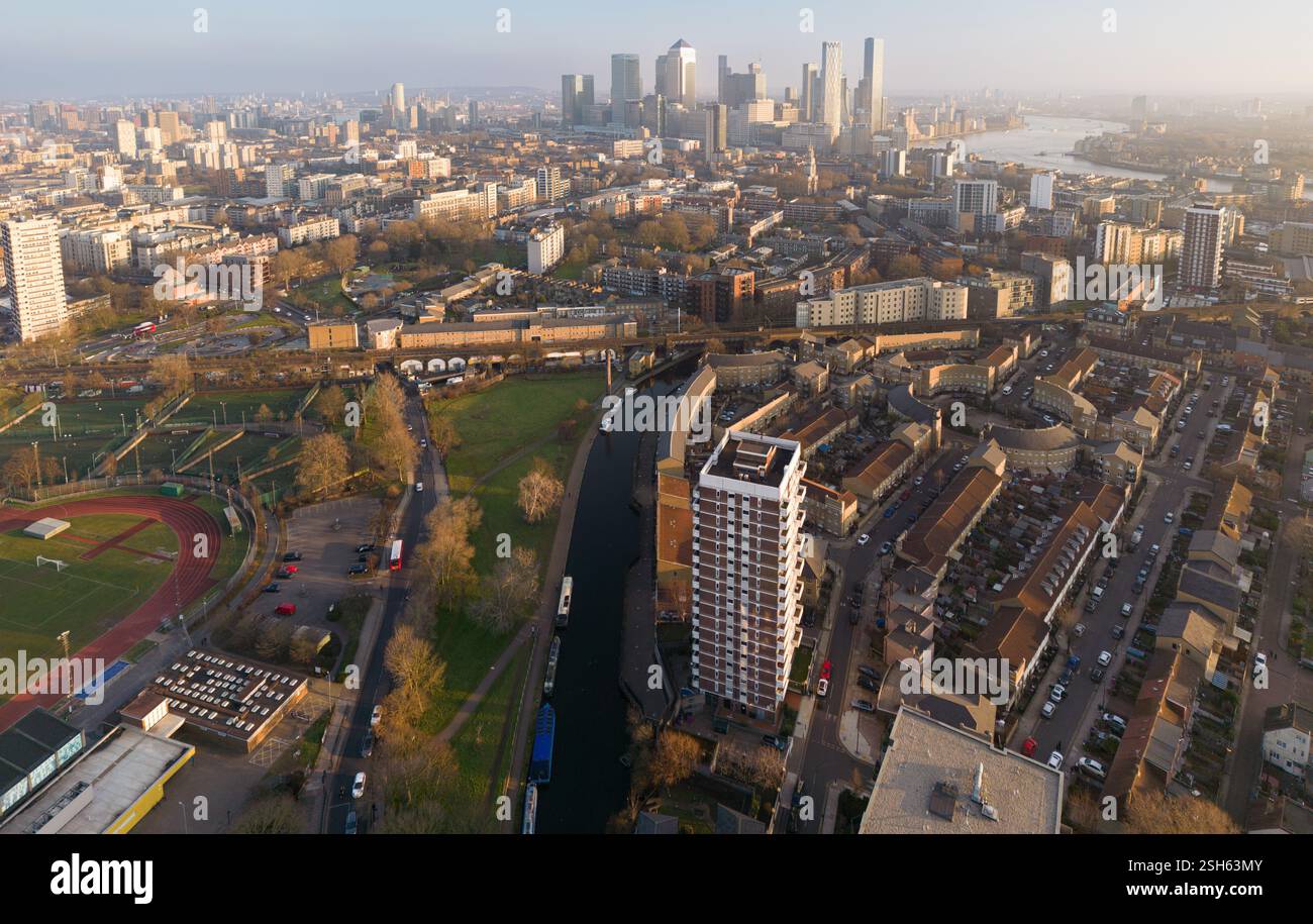 Mile End Tower Hamlets. Aerial view of London, UK, specifically the ...