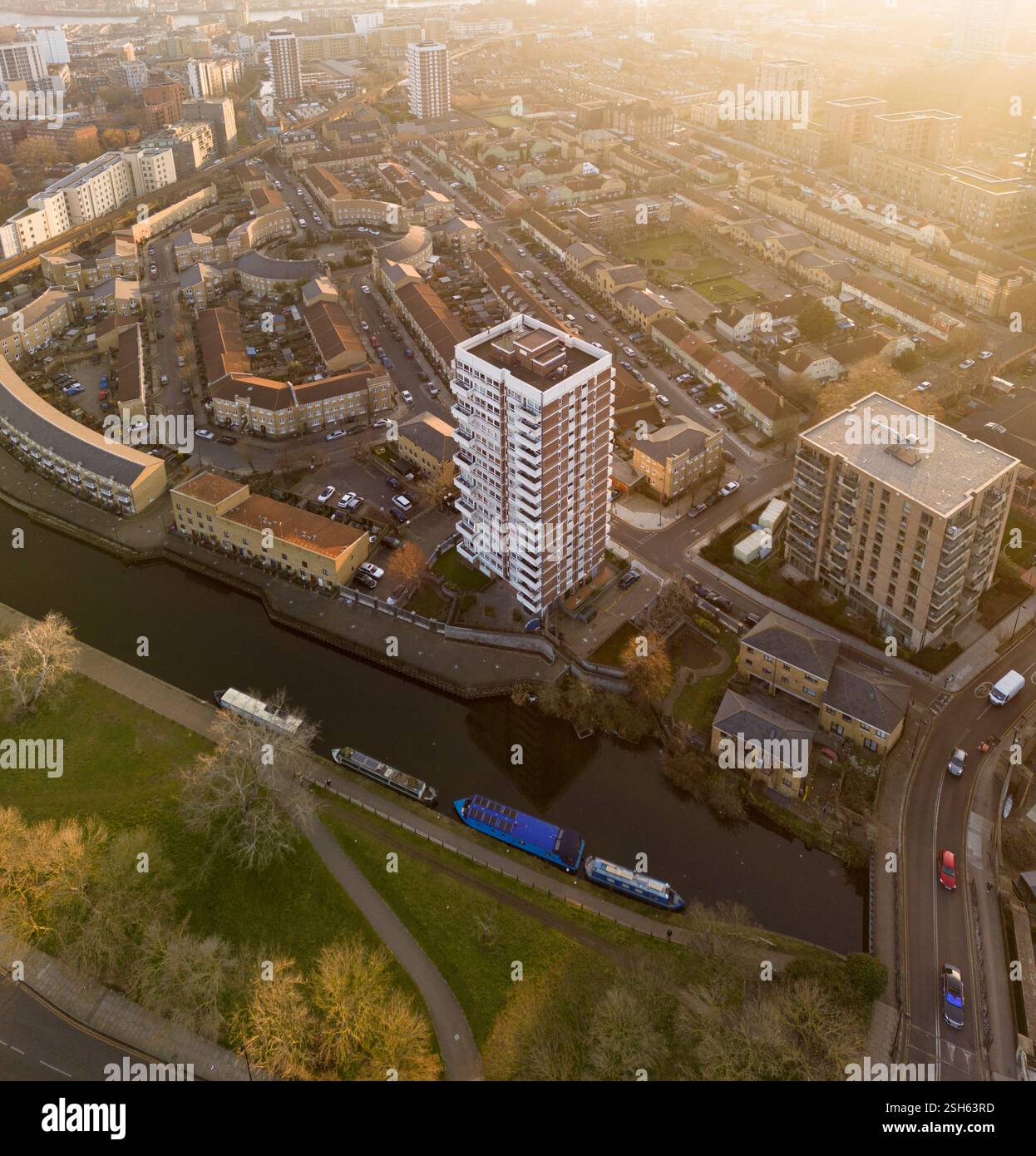 Mile End Tower Hamlets. Aerial view of residential area near Regent's ...