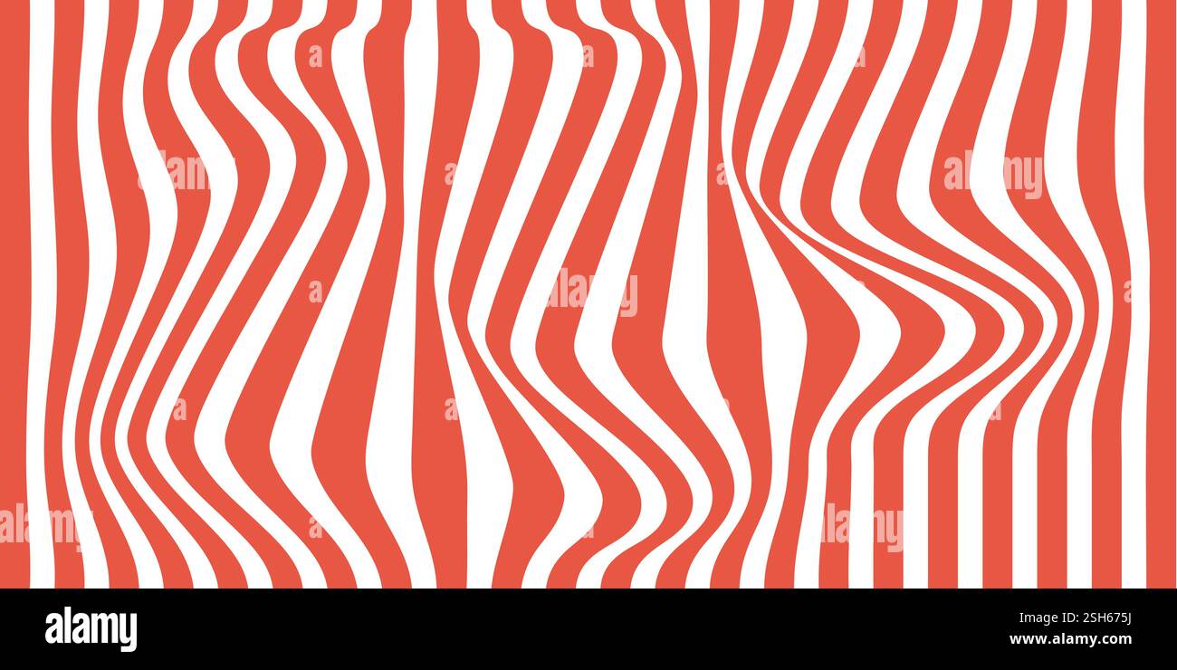Red And White Wavy Lines Creating Optical Illusion Effects Stock Vector ...
