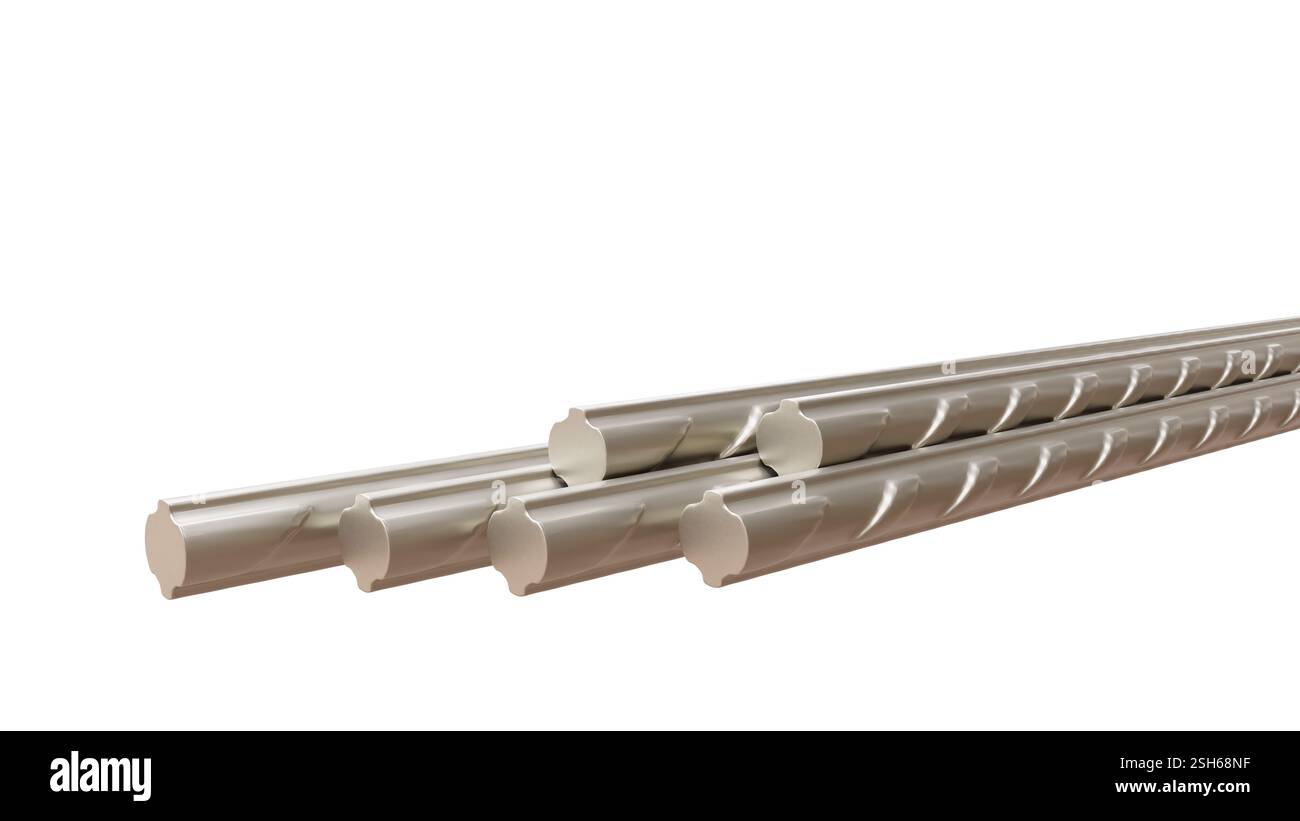 Reinforcement steel bars. Building armature isolated on white, 3d ...