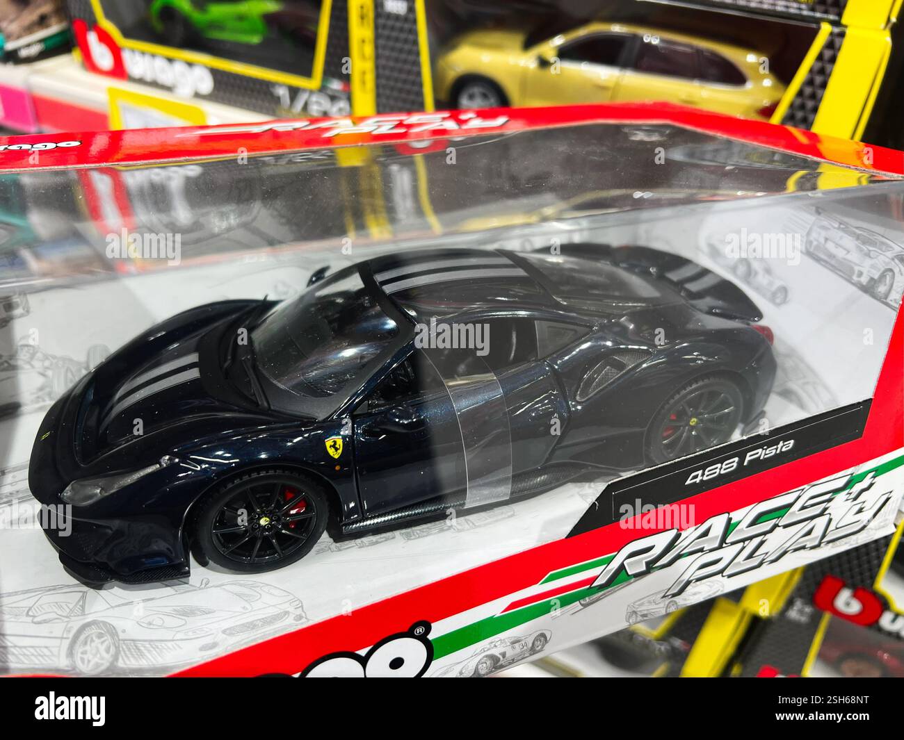 Kyiv, Ukraine - February 09, 2025: High detail toy Ferrari 488 Pista ...