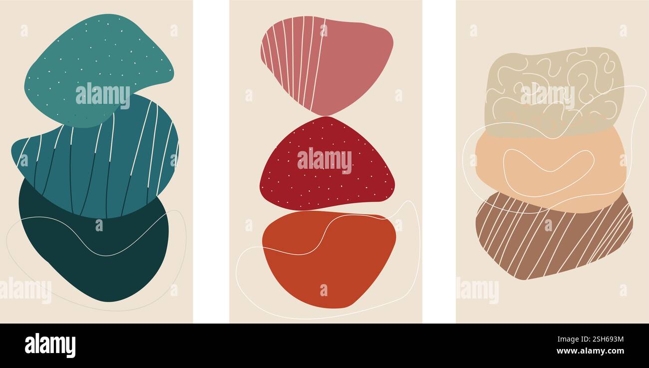 Abstract Boho Geometric Design Featuring Modern Shapes and Muted Earth ...