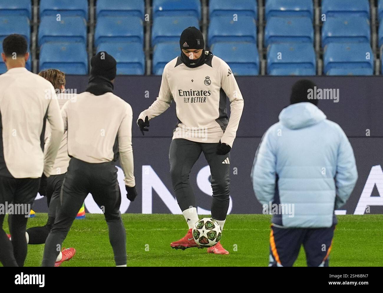 Real Madrid Kylian Mbappe during a training session at the Etihad ...