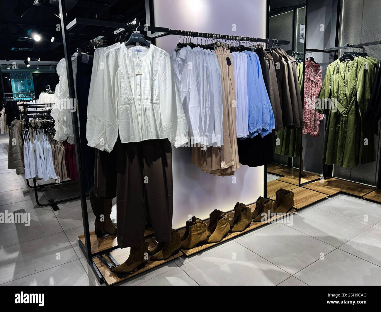 Kyiv, Ukraine - February 09, 2025: Fashion garments and footwear ...