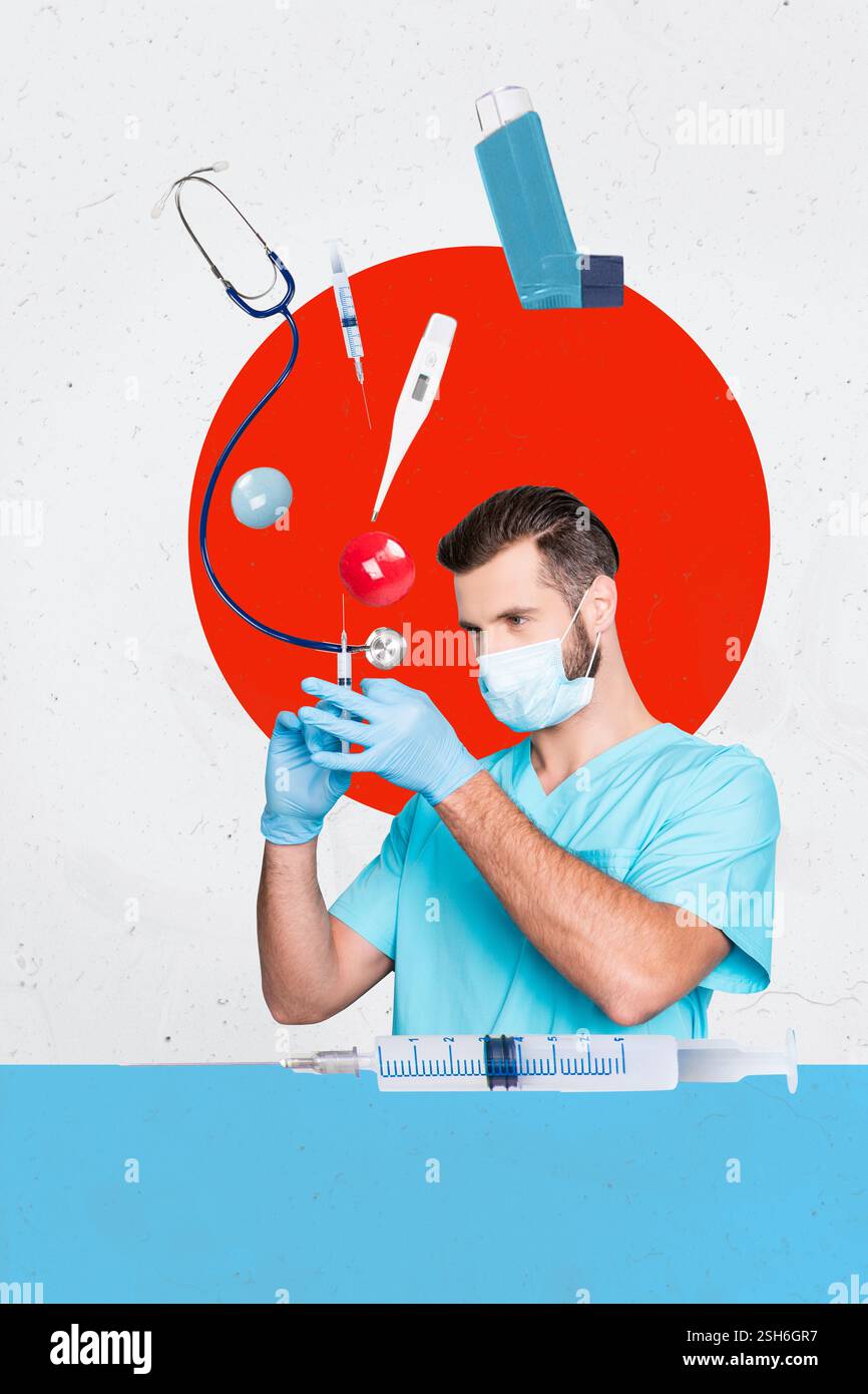 Composite image montage trend artwork 3D collage of young man doctor ...