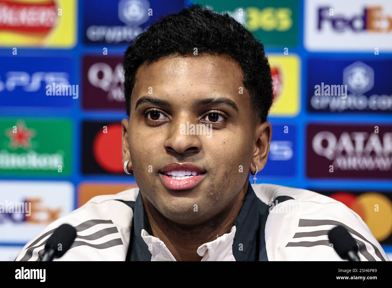 Rodrygo of Real Madrid speaks to the press during the UEFA Champions ...