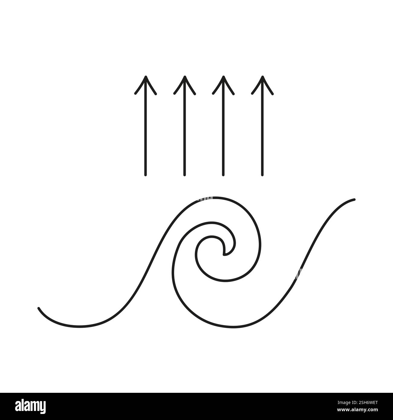 Swirling ocean wave depicted alongside upward arrows, symbolizing ...