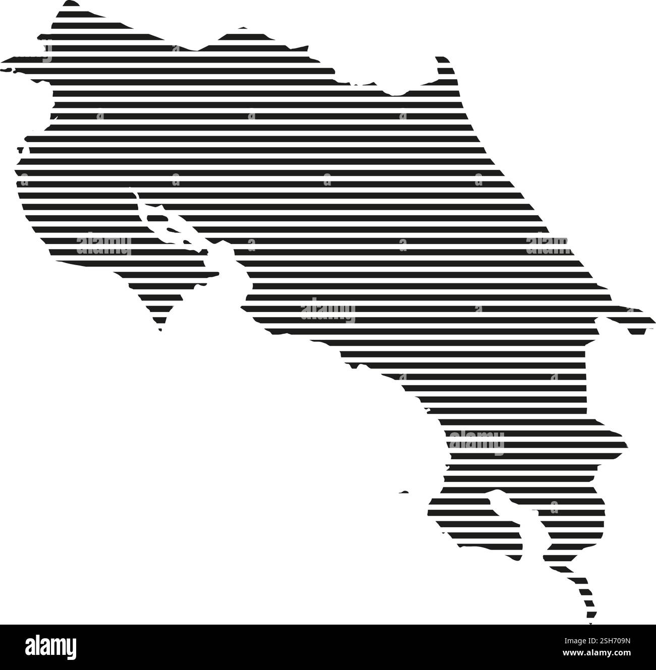 Costa Rica map with lined pattern vector illustration Stock Vector ...