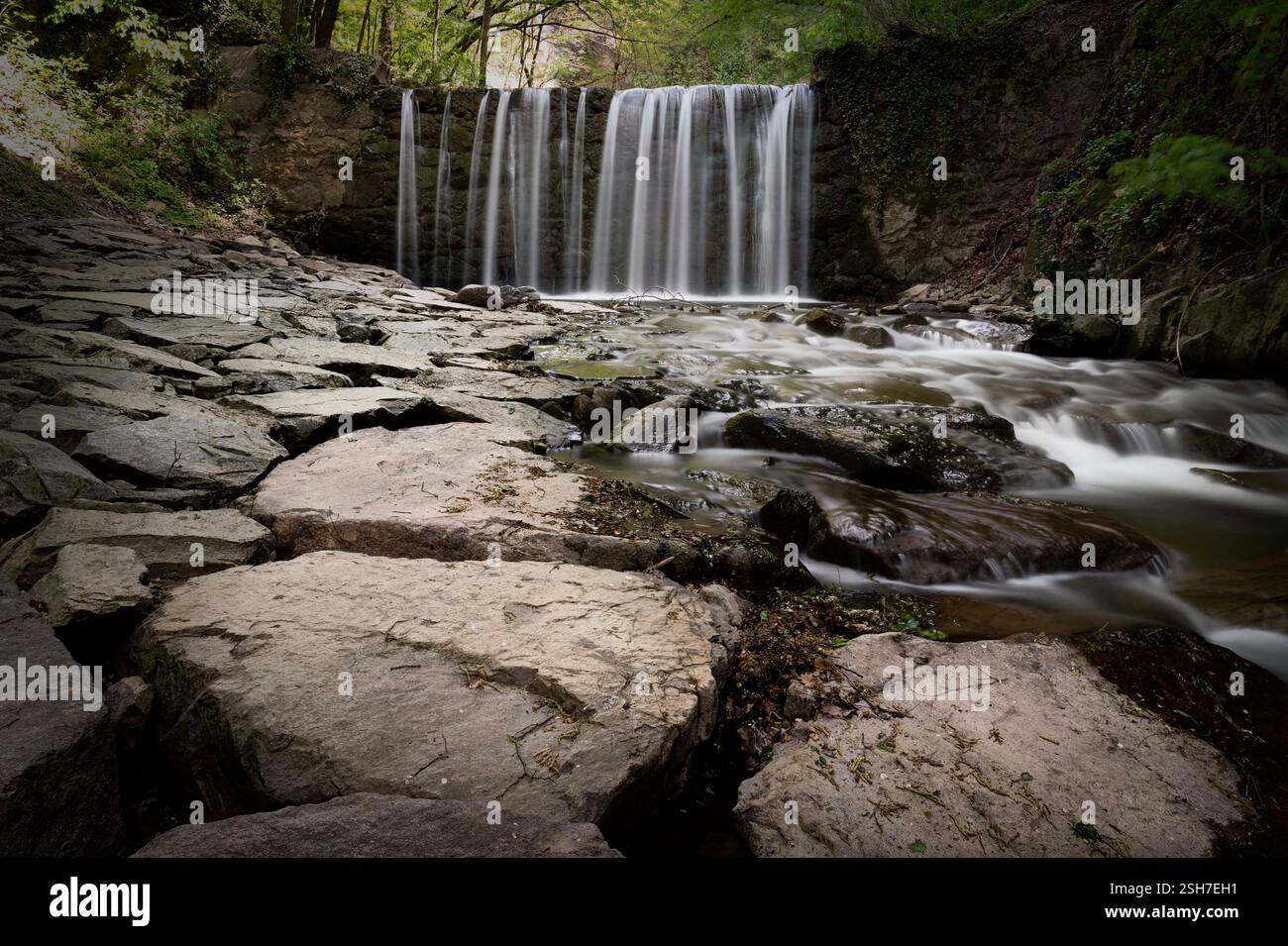 Long exposure photography of waterfall and small mountain stream Stock ...