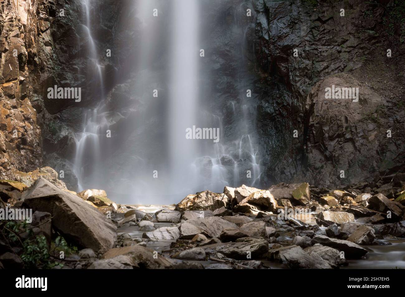 Long exposure photography of waterfall and small mountain stream Stock ...