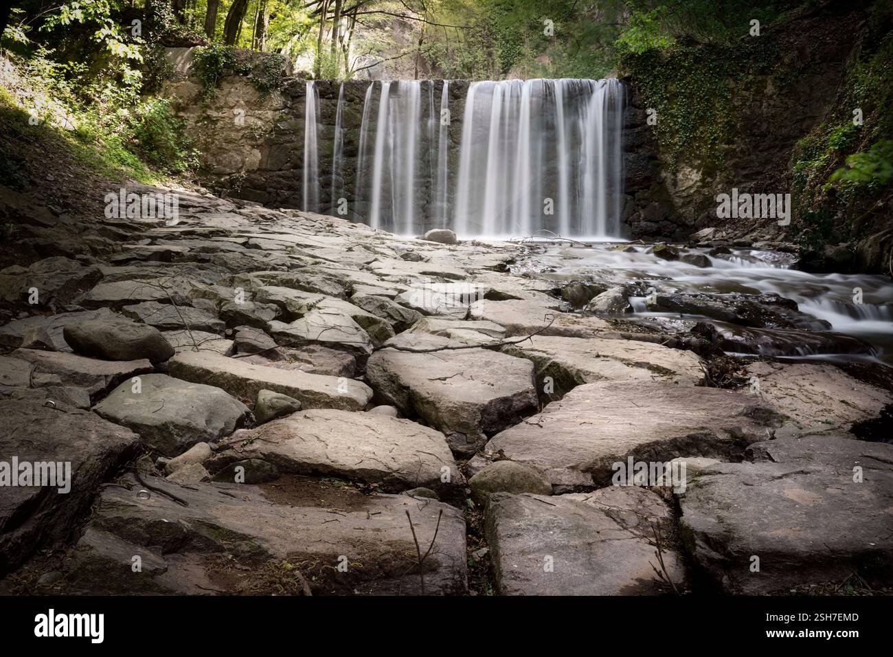 Long exposure photography of waterfall and small mountain stream Stock ...