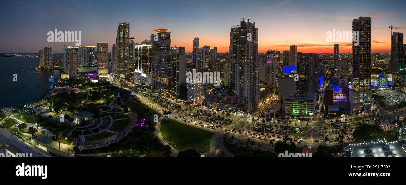 Aerial view of downtown office district of of Miami Brickell in Florida ...