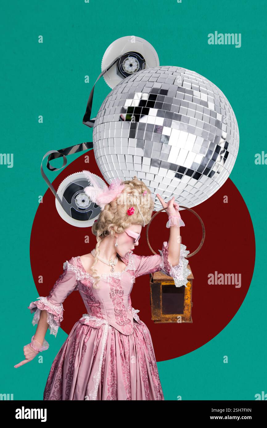 Sketch image trend artwork montage 3D photo collage of party rest night ...