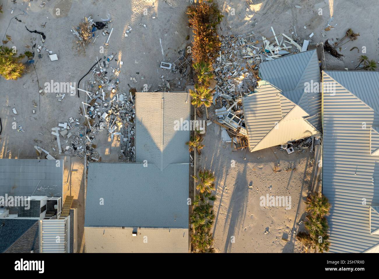 Destroyed house on ocean shore. Hurricane Milton consequences on ...
