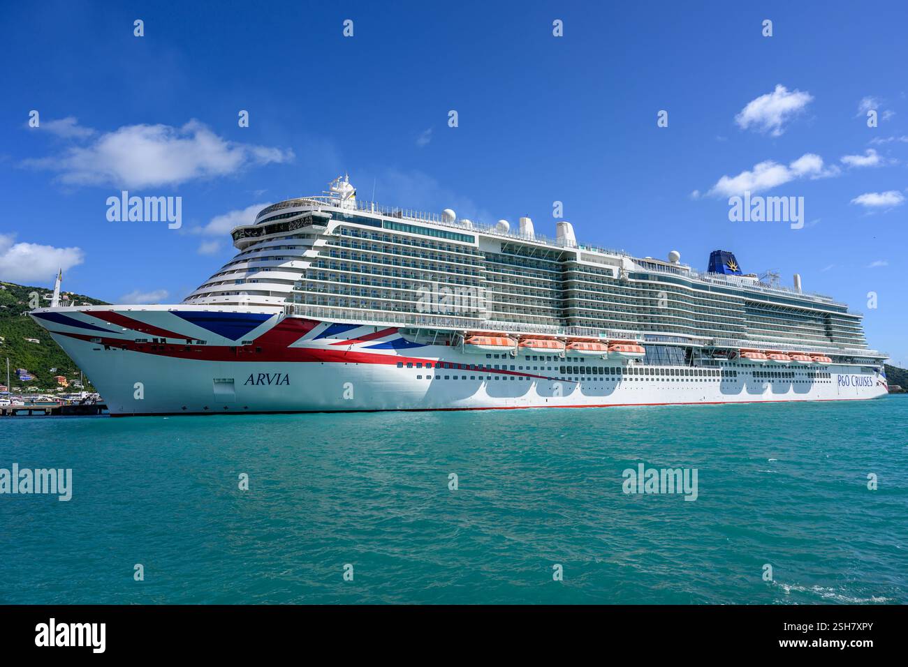 Port Side Photo Of Cruise Liner P&O Arvia Docked At Tortola Cruise Port ...