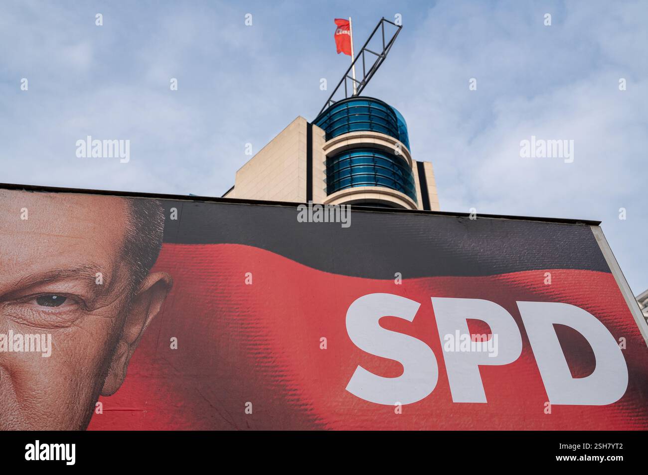10.02.2025, Berlin, Germany, Europe - Election poster of SPD lead ...