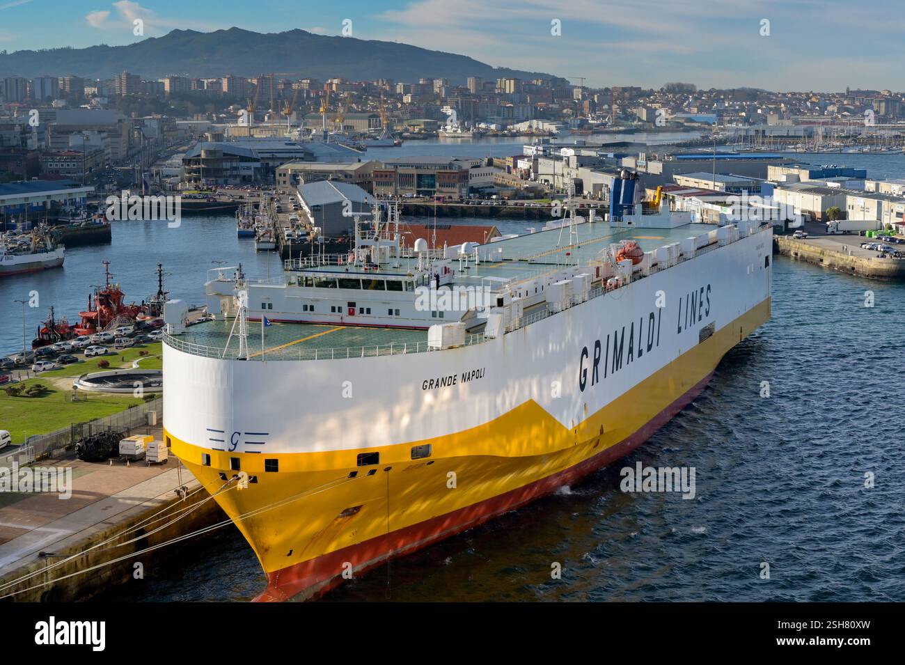 Vigo, Spain - 14 January 2025: Vehicle carrier ship Grande Napoli ...