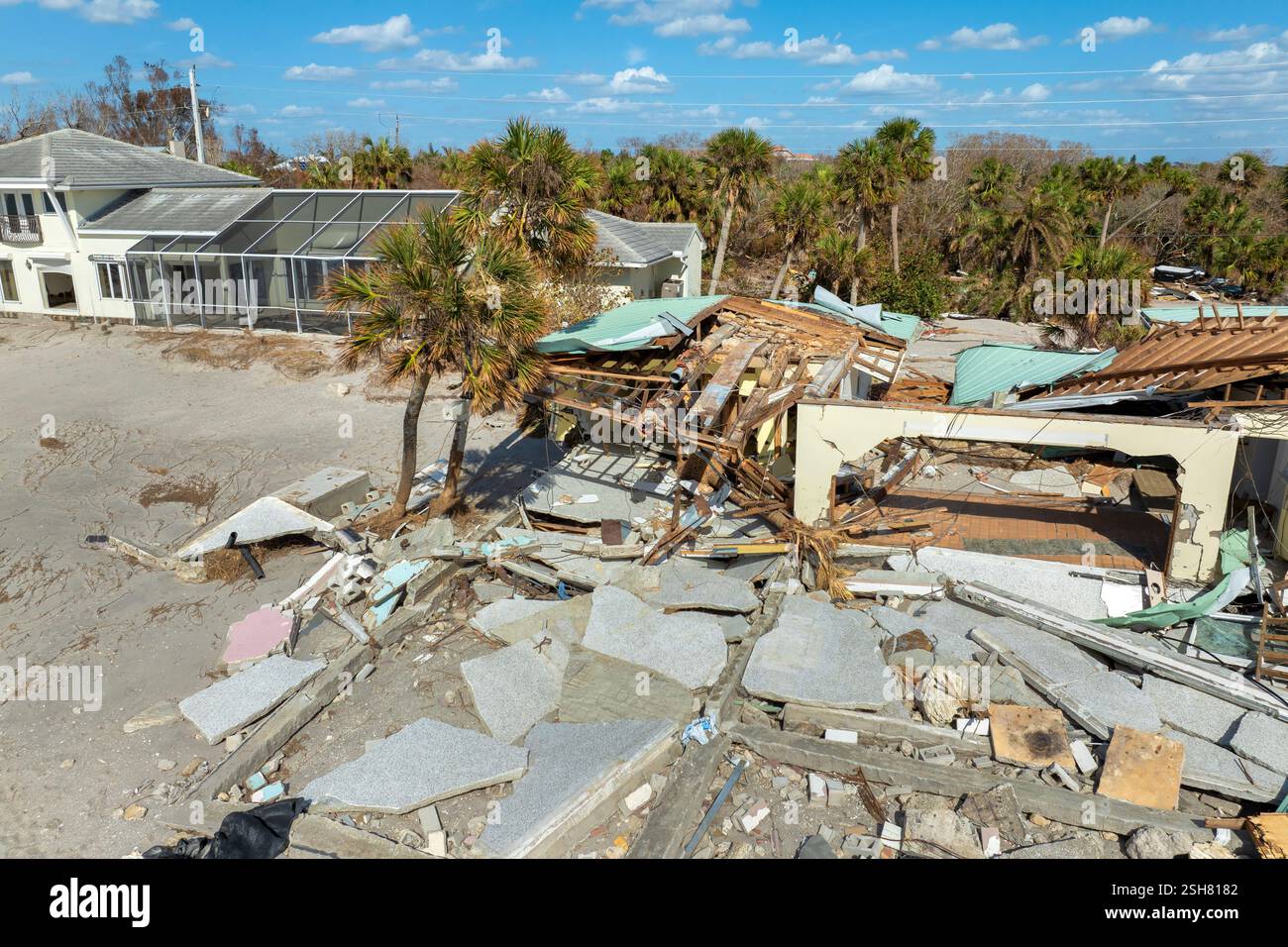 Hurricane Milton storm surge severe damage to waterfront house on ...