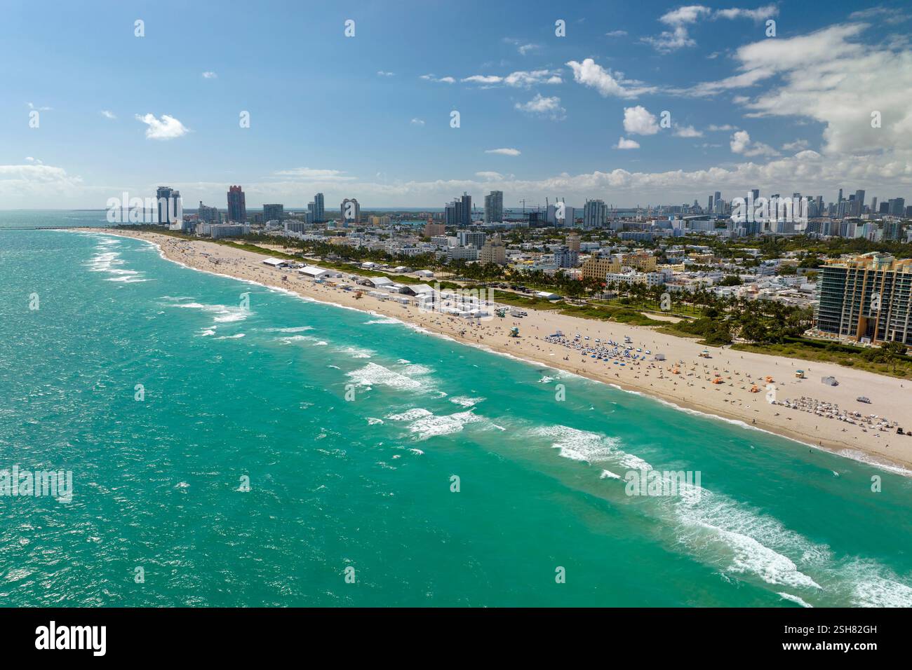Miami Beach city with high luxury hotels and condos and sandy ...