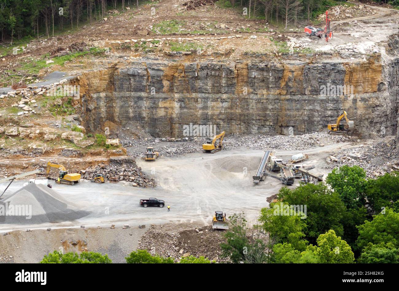 Large quarry with processing plant for crushed stone. Extracting of ...