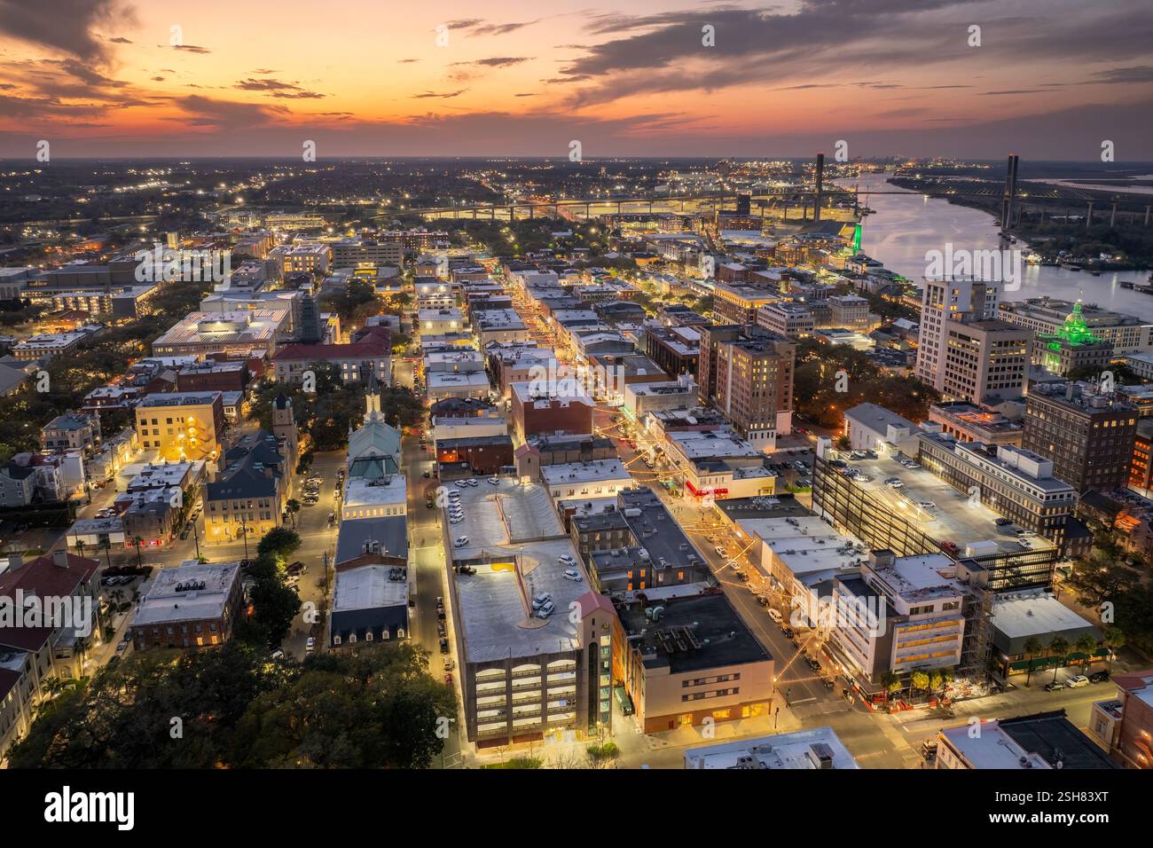 Old historic city architecture in Southern USA. View from above of ...