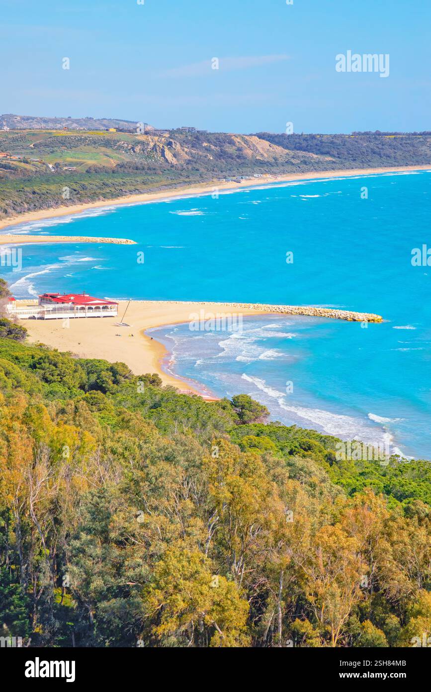 Eraclea Minoa beach, top view, Cattolica Eraclea, Agrigento district ...