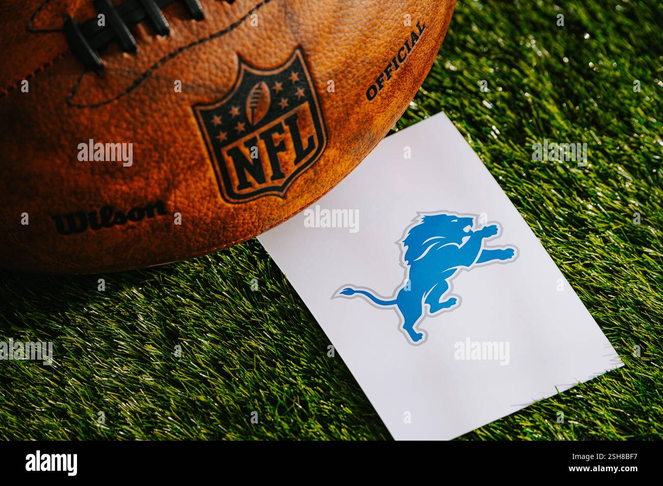 DETROIT, USA, FEBRUARY 10, 2025: Detroit Lions NFL team Logo and ...