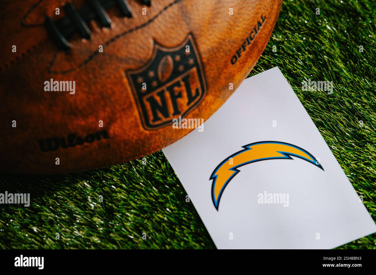 LOS ANGELES, USA, FEBRUARY 10, 2025: Los Angeles Chargers NFL team Logo ...