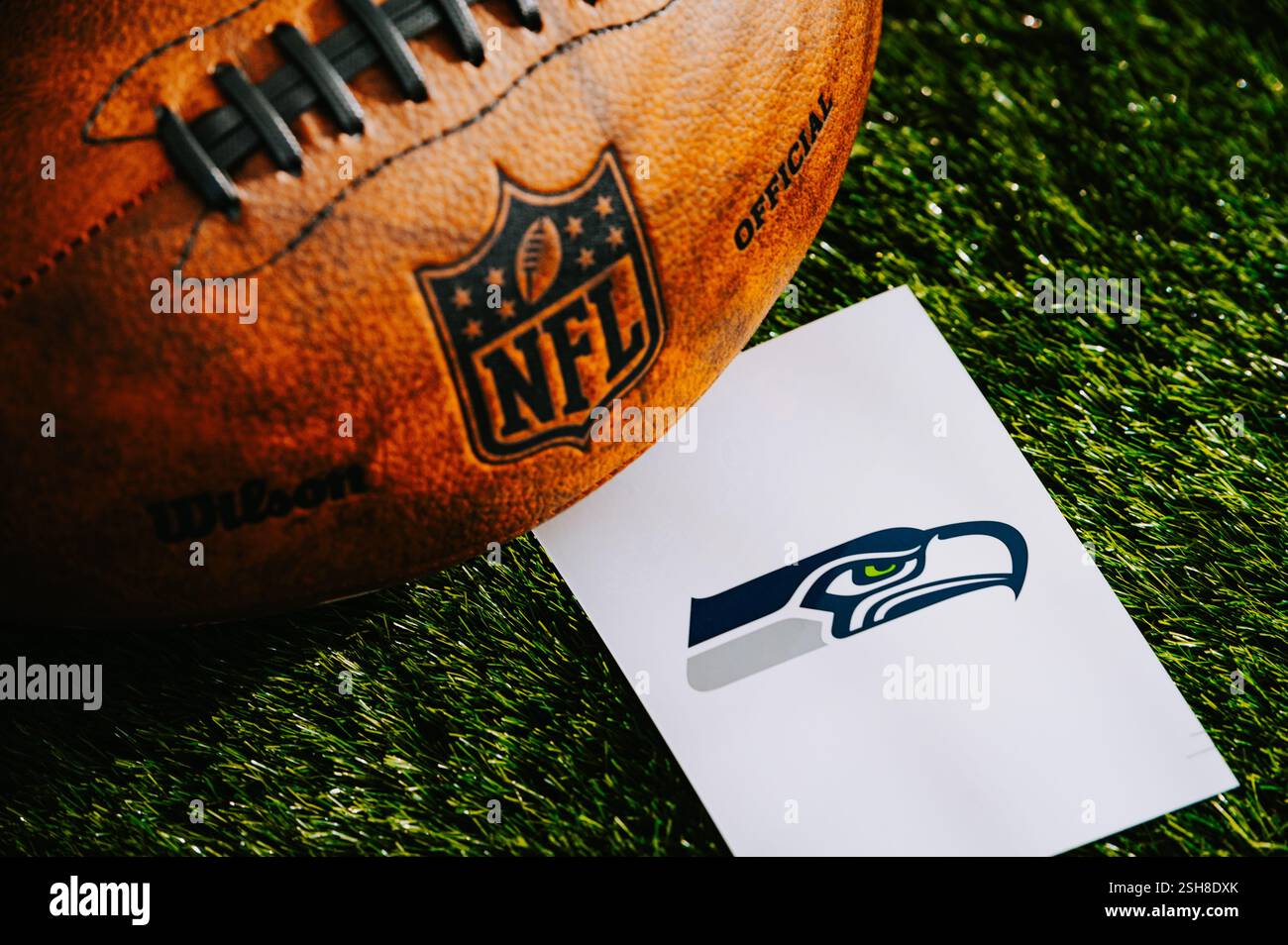 SEATTLE, USA, FEBRUARY 10, 2025: Seattle Seahawks NFL team Logo and ...