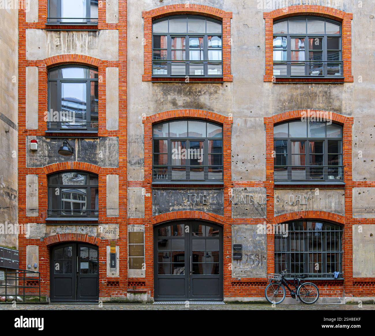 Facade of a restored factory, backyard in Berlin Mitte, Germany, Europe ...