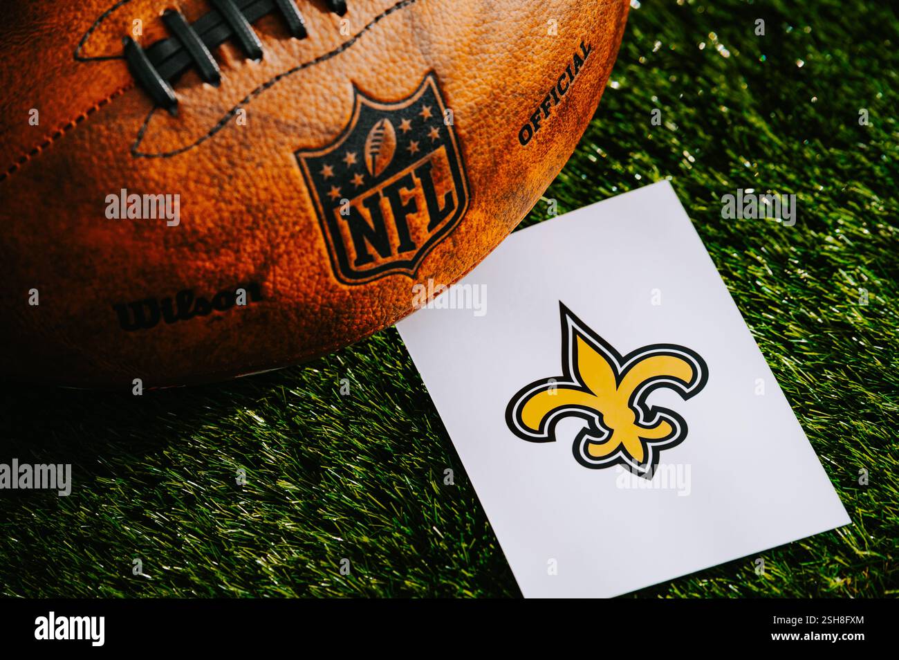 NEW ORLEANS, USA, FEBRUARY 10, 2025: New Orleans Saints NFL team Logo ...