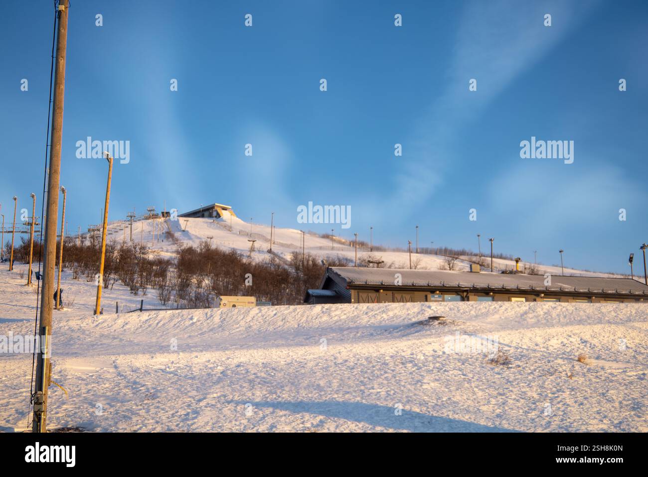 Snowy landscape winter scene in Swedish Lapland. Kiruna, Norrbotten ...