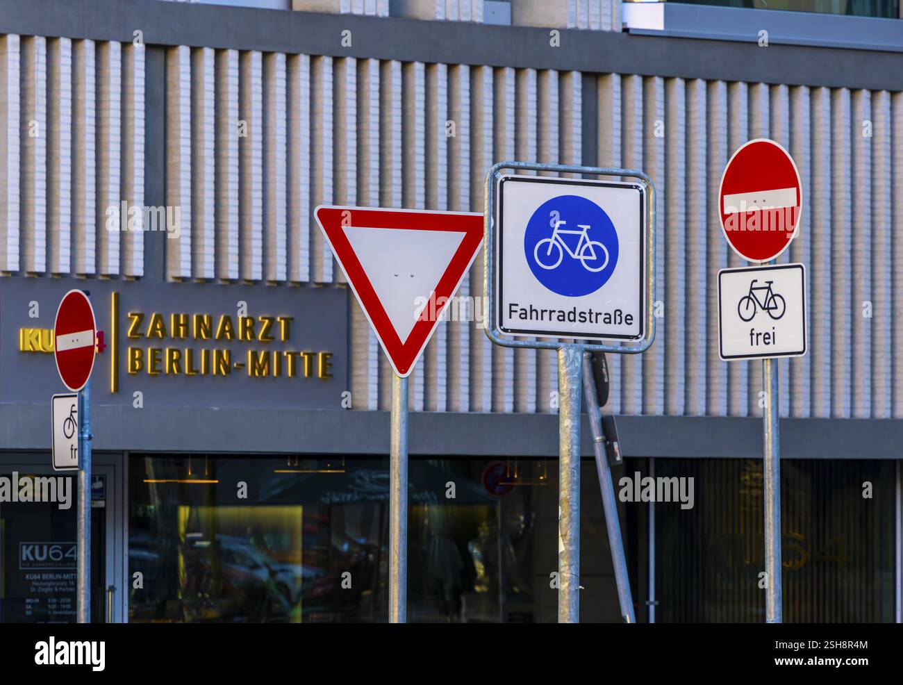 Traffic signs, forest of signs at Hausvogteiplatz, Berlin, Germany ...