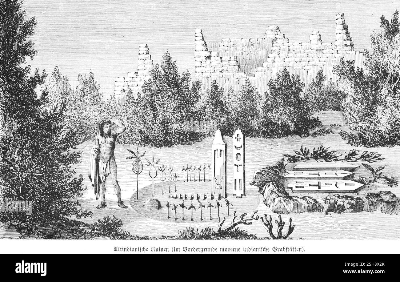 Ruins of the city of Palenque, in front of it modern Indian burial ...