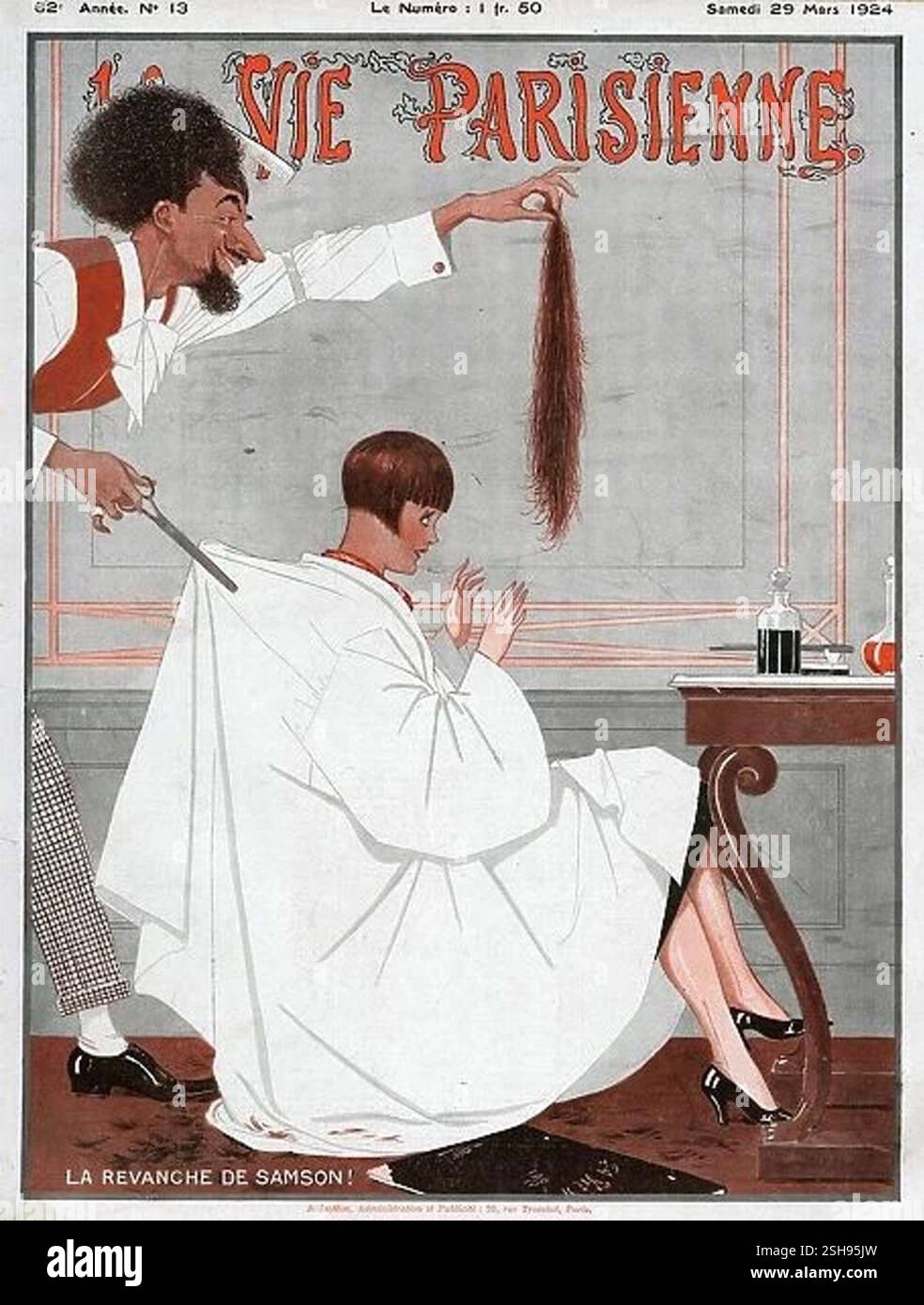 1924 March 29; La Vie Parisienne magazine cover fear.. Georges Léonnec ...