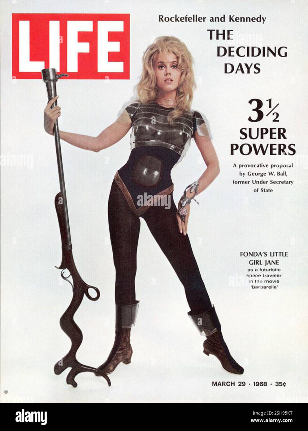 1968 March 29; Life magazine cover feat. Jane Fonda as Barbarella Movie Star Stock Photo - Alamy
