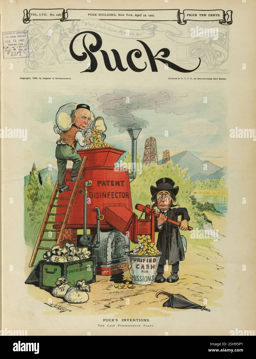1905 April 12; Puck magazine cover by Ehrhart, S. D. showing John D ...