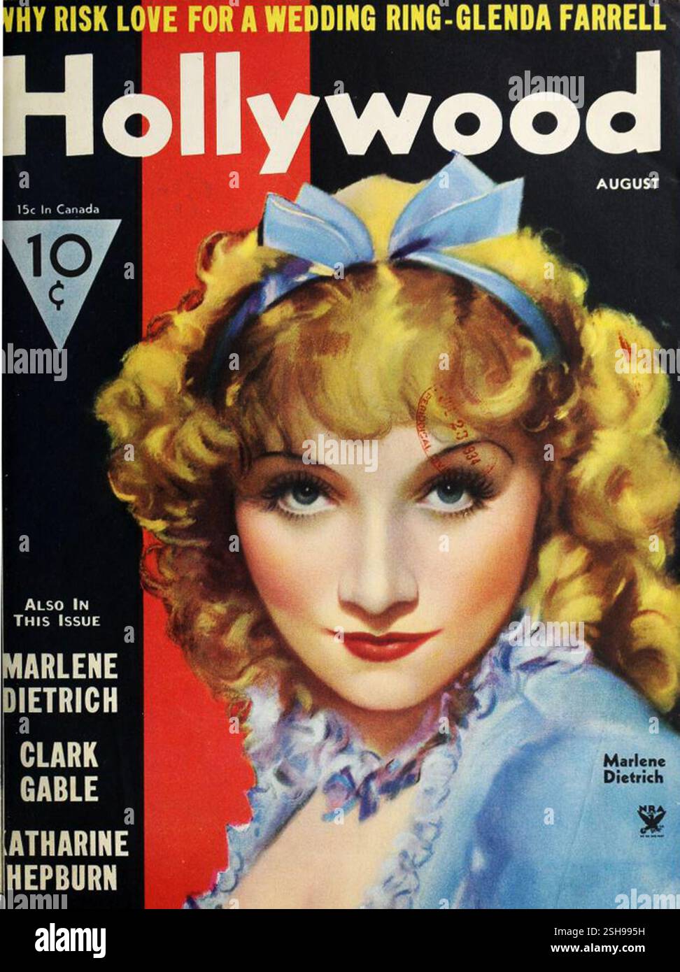 1934 August Hollywood magazine cover featuring Marlene Dietrich German ...