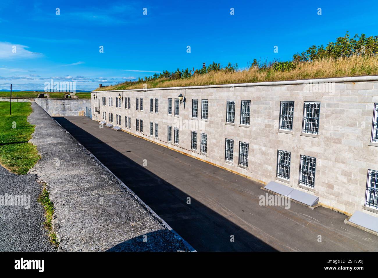 A view along the side of the citadel fortification in Quebec city ...