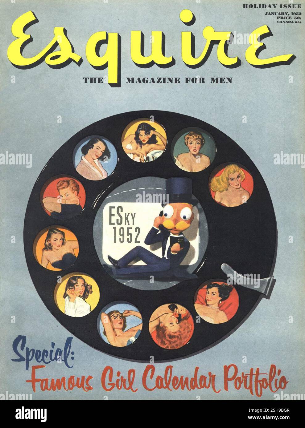 1952 January Esquire Magazine Cover Pin-Up Calendar Stock Photo - Alamy