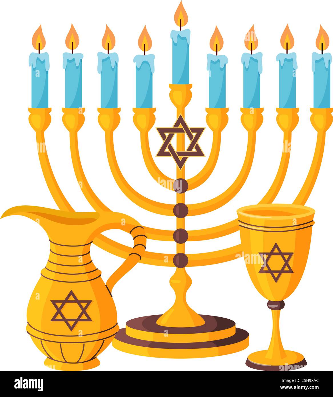 Menorah burning oil candles Stock Vector Images - Alamy