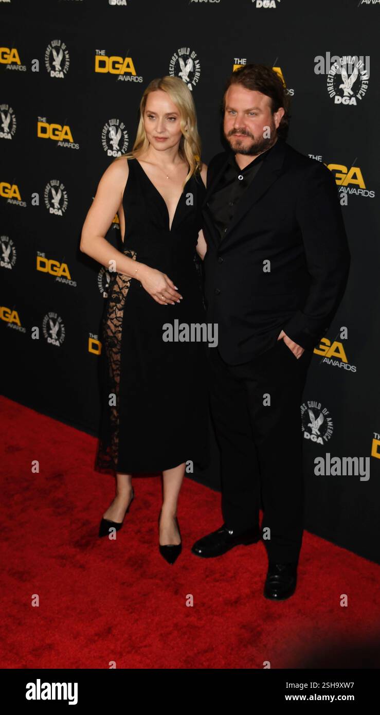 4BEVERLY HILLS, CALIFORNIA - FEBRUARY 08: (L-R) Mona Fastvold and Brady ...