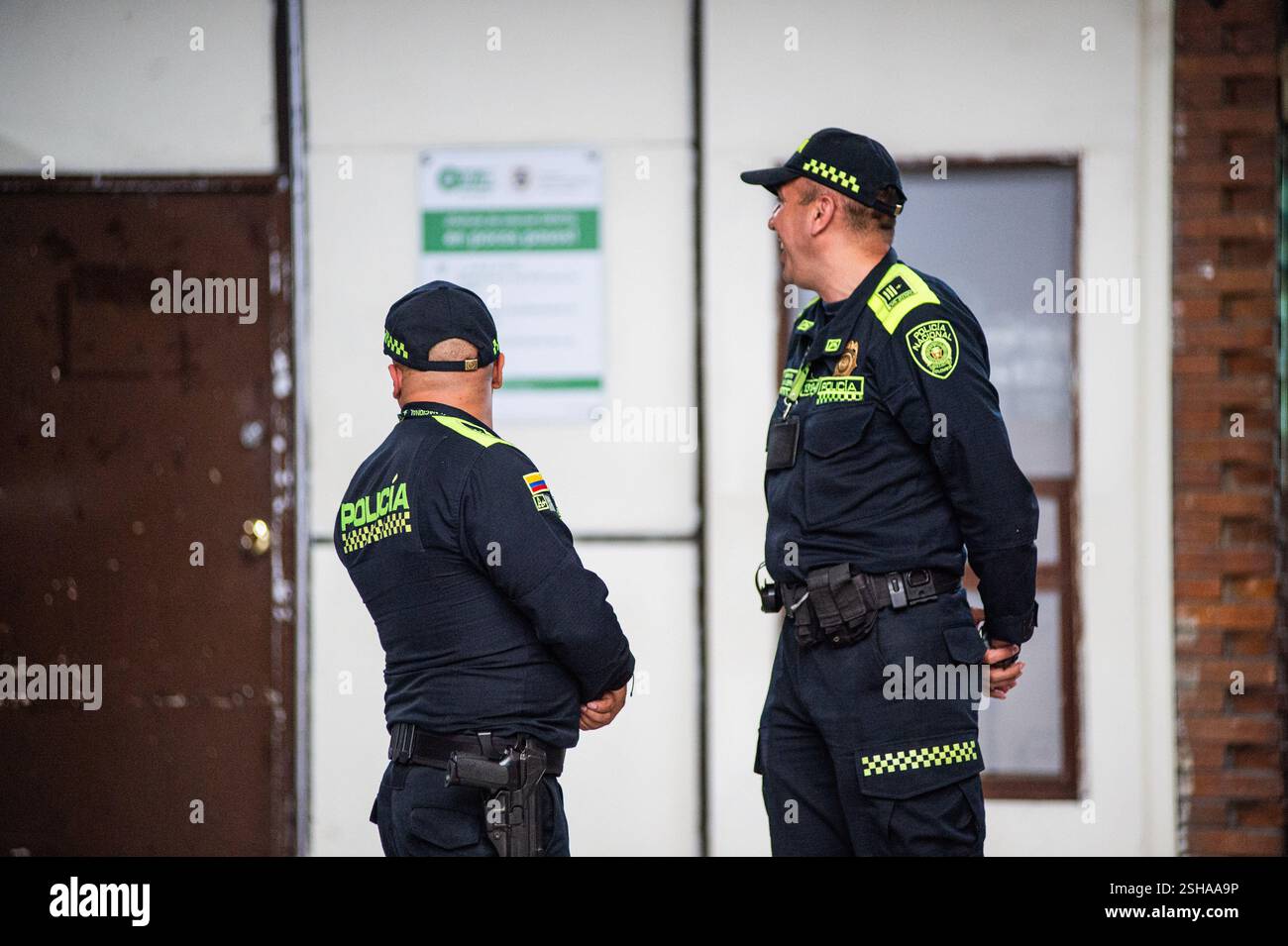 Bogota, Colombia. 10th Feb, 2025. Colombian police officers are seen ...