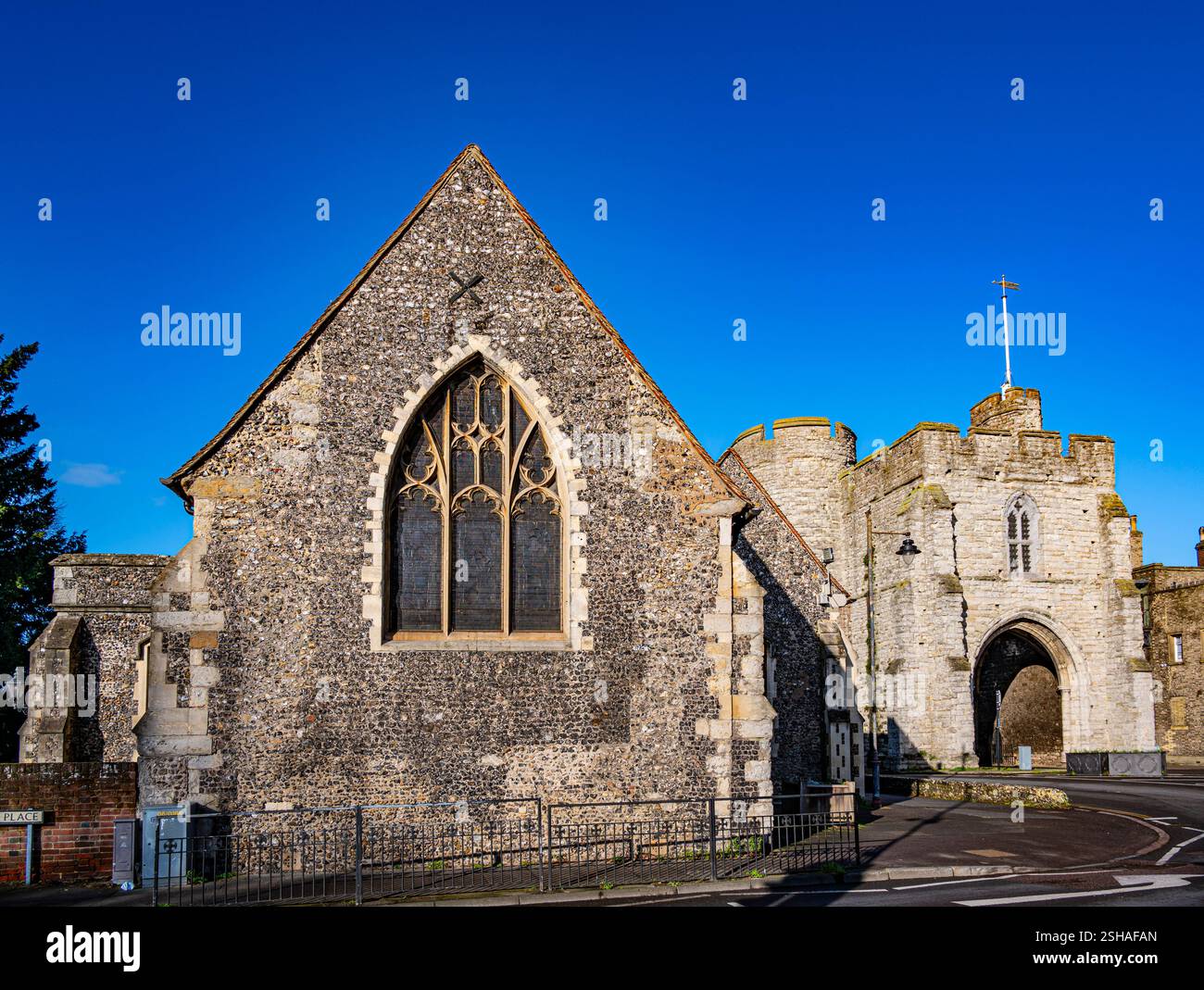 The Guildhall and the WestGate in a clear Winter day in Canterbury ...