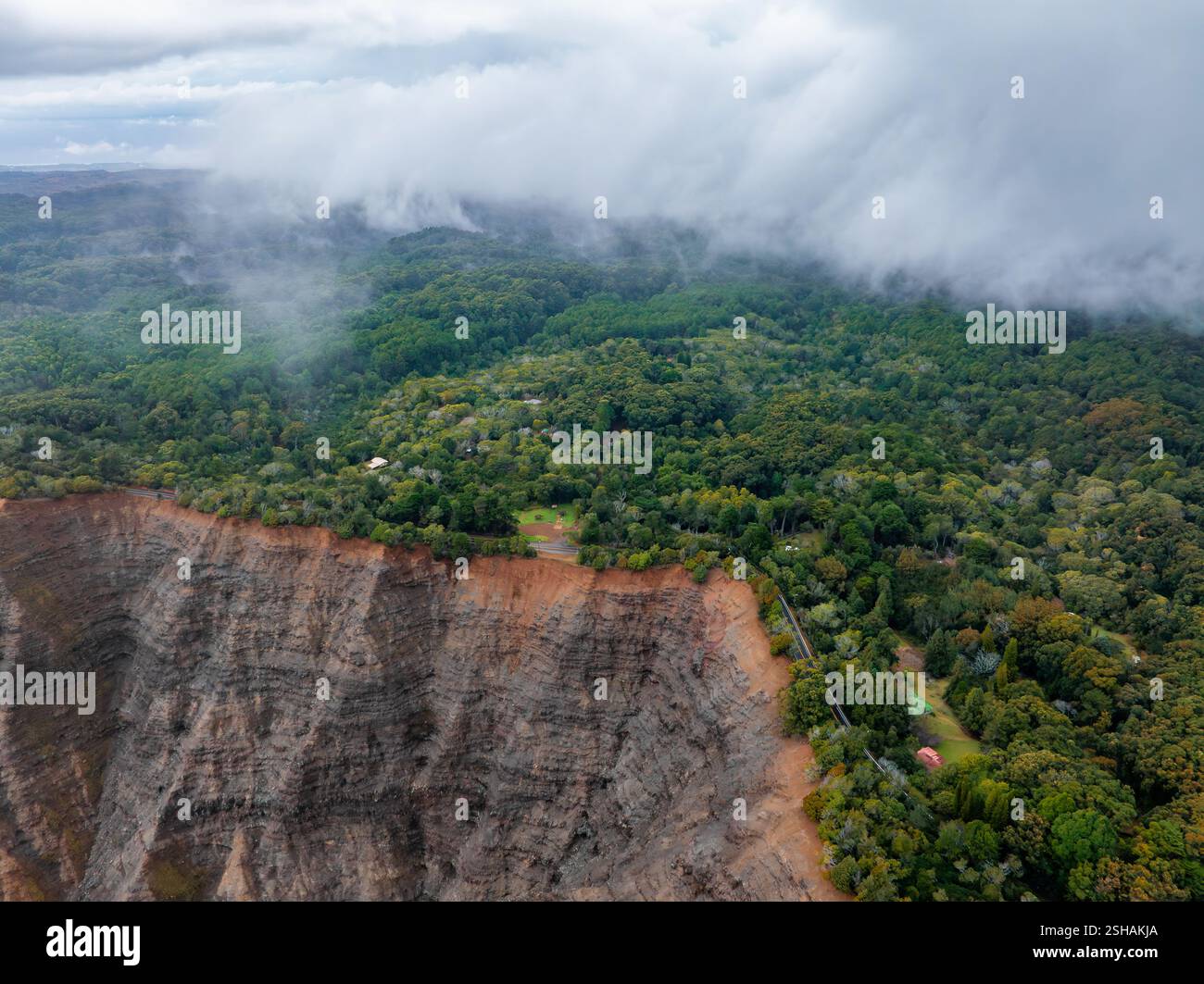 Aerial View of Lush Forest and Cliff Edge on Kauai Island Stock Photo ...